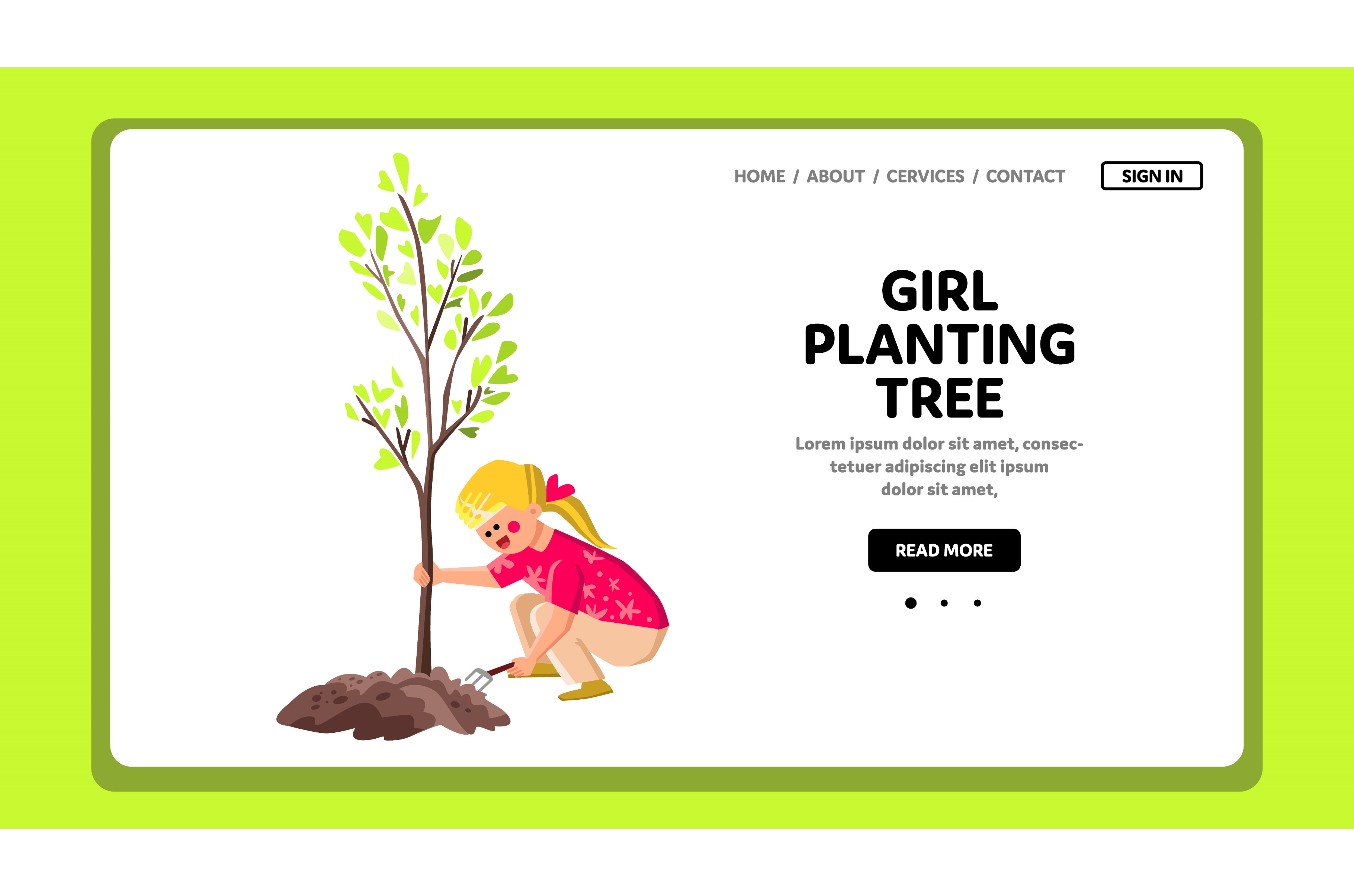 Child Girl Planting Tree In Garden, an Education Illustration by ...