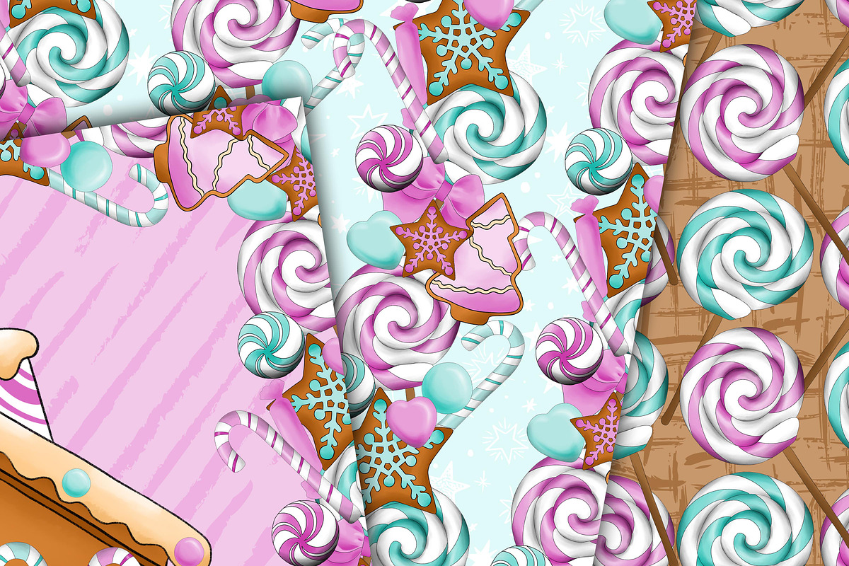 Christmas candy in pink, a Pattern Graphic by DarinaDigital