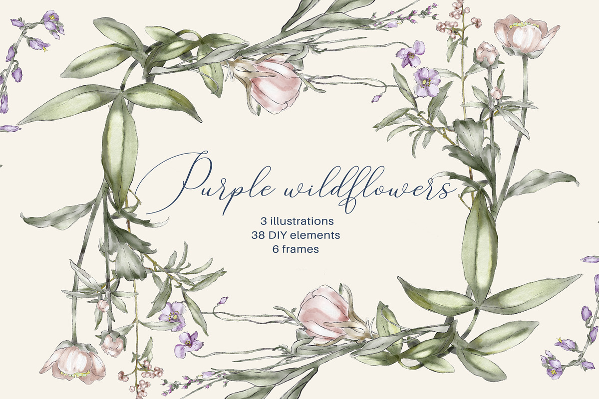Watercolor Purple Wildflower Clipart, a Decorative Illustration by Pink ...