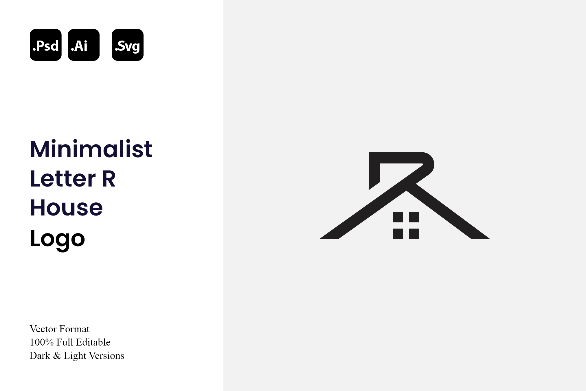 Minimalist Letter R House Logo | Creative Market