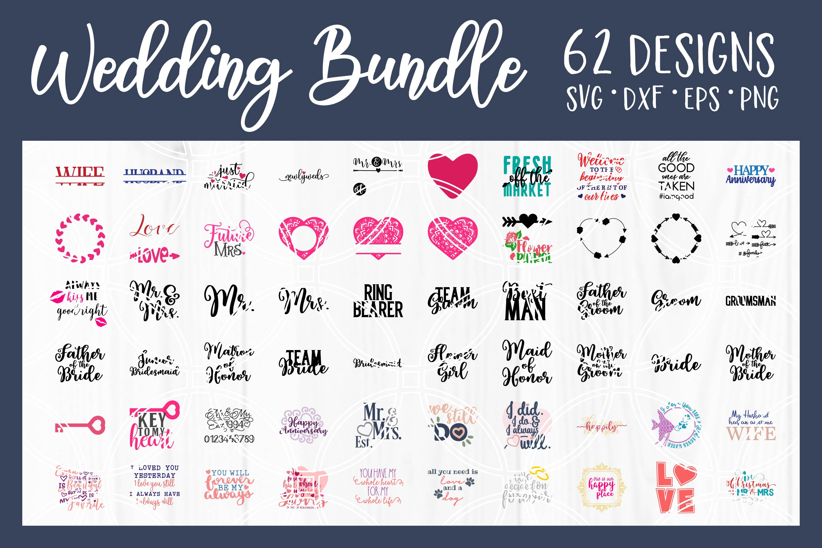 Wedding SVG Bundle Marriage Cut File, an Illustration by SavanasDesign ...