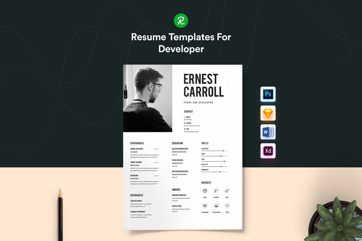 Resume For Developer With Portfolio, a Resume Template by Luova Studio