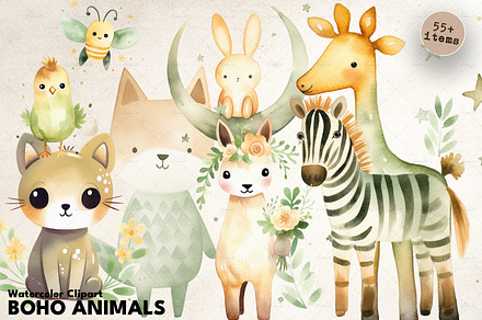 Digital Stickers Bundle Cute Animals | Animal Illustrations ~ Creative ...