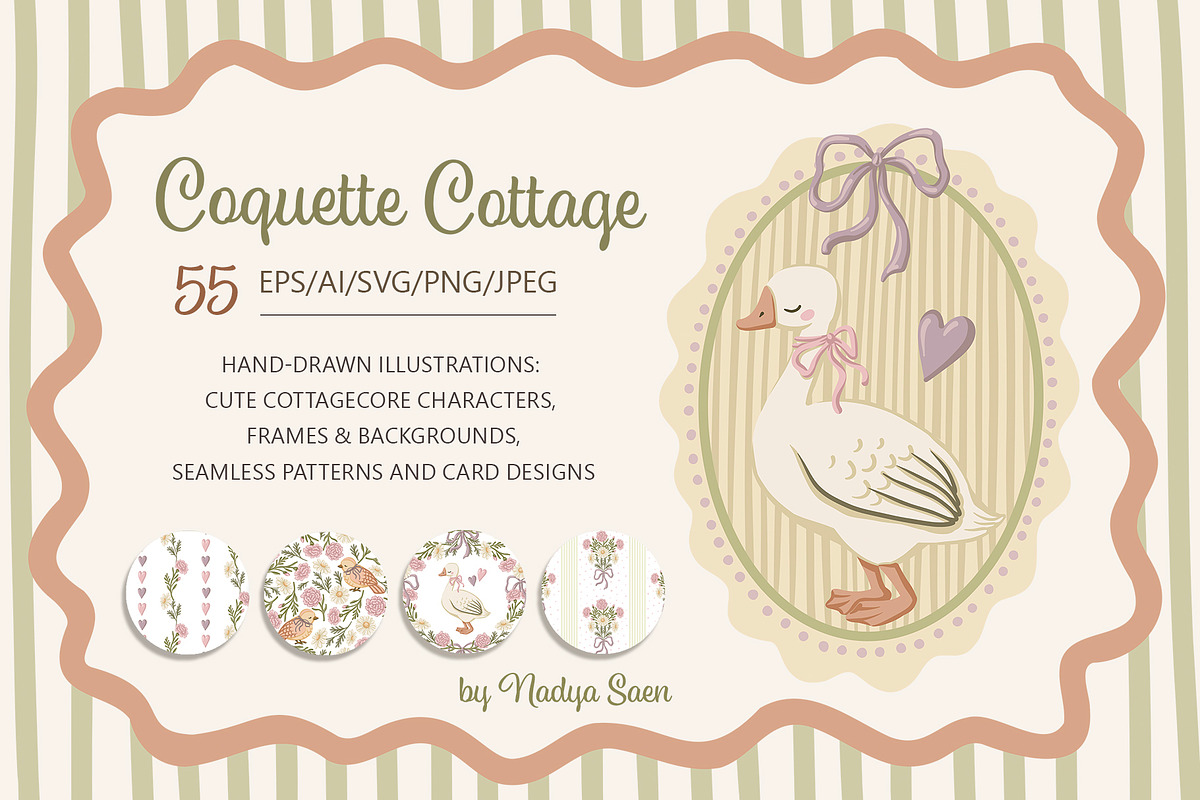 Coquette Cottage Hand Drawn Vector Set