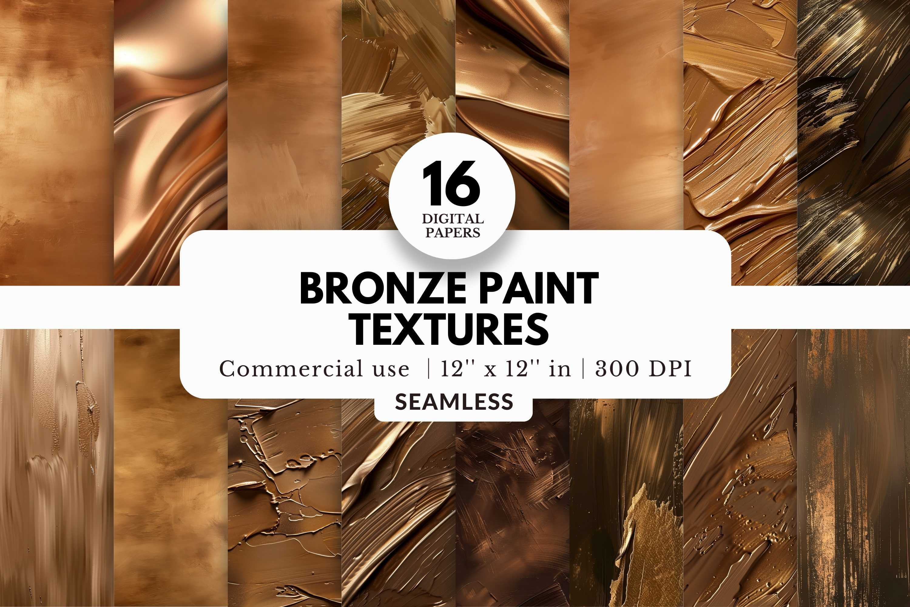 16 Bronze Paint Textures, Tileable, a Texture Graphic by NorthWindPixels
