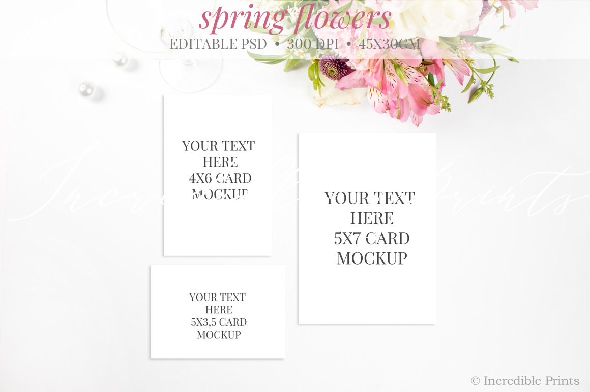 Spring Flowers Wedding Set Mockup, a Mockup by Incredible Prints