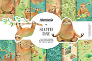 Sloths Digital Papers, a Pattern Graphic by Phantasia Design