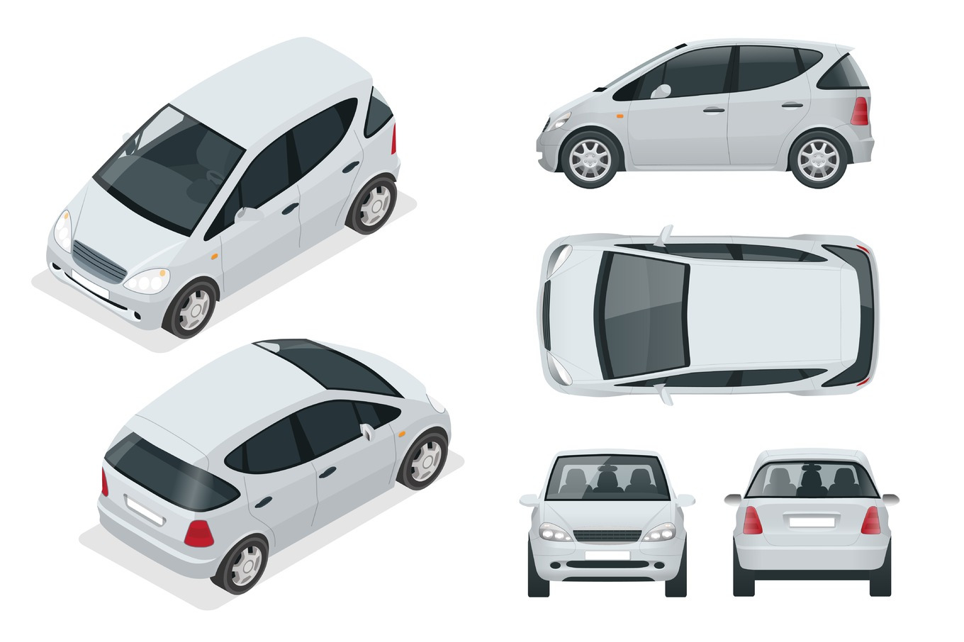 Small Compact Electric vehicle or hybrid car. Eco-friendly hi-tech auto ...