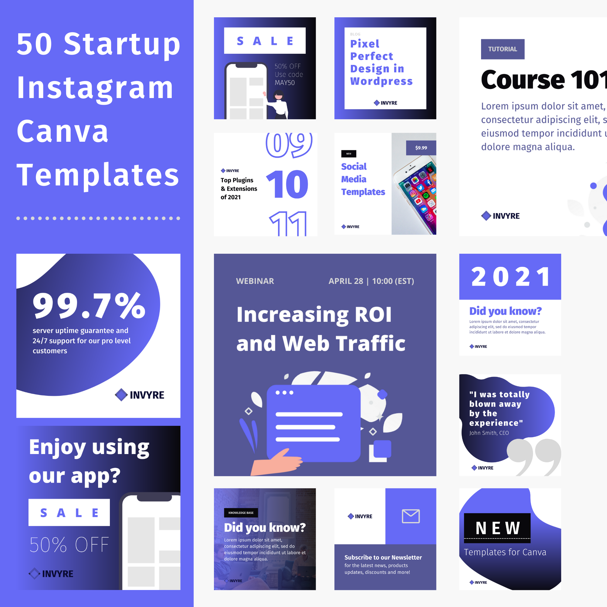50 Startup Instagram Post Templates, a Social Media Template by Minva ...