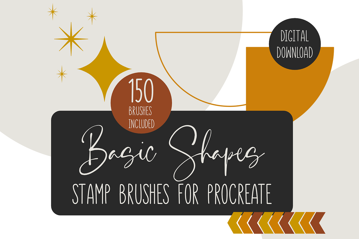 Procreate Basic Shapes Stamp Brushes, a Brush Add-On by Design av MAD