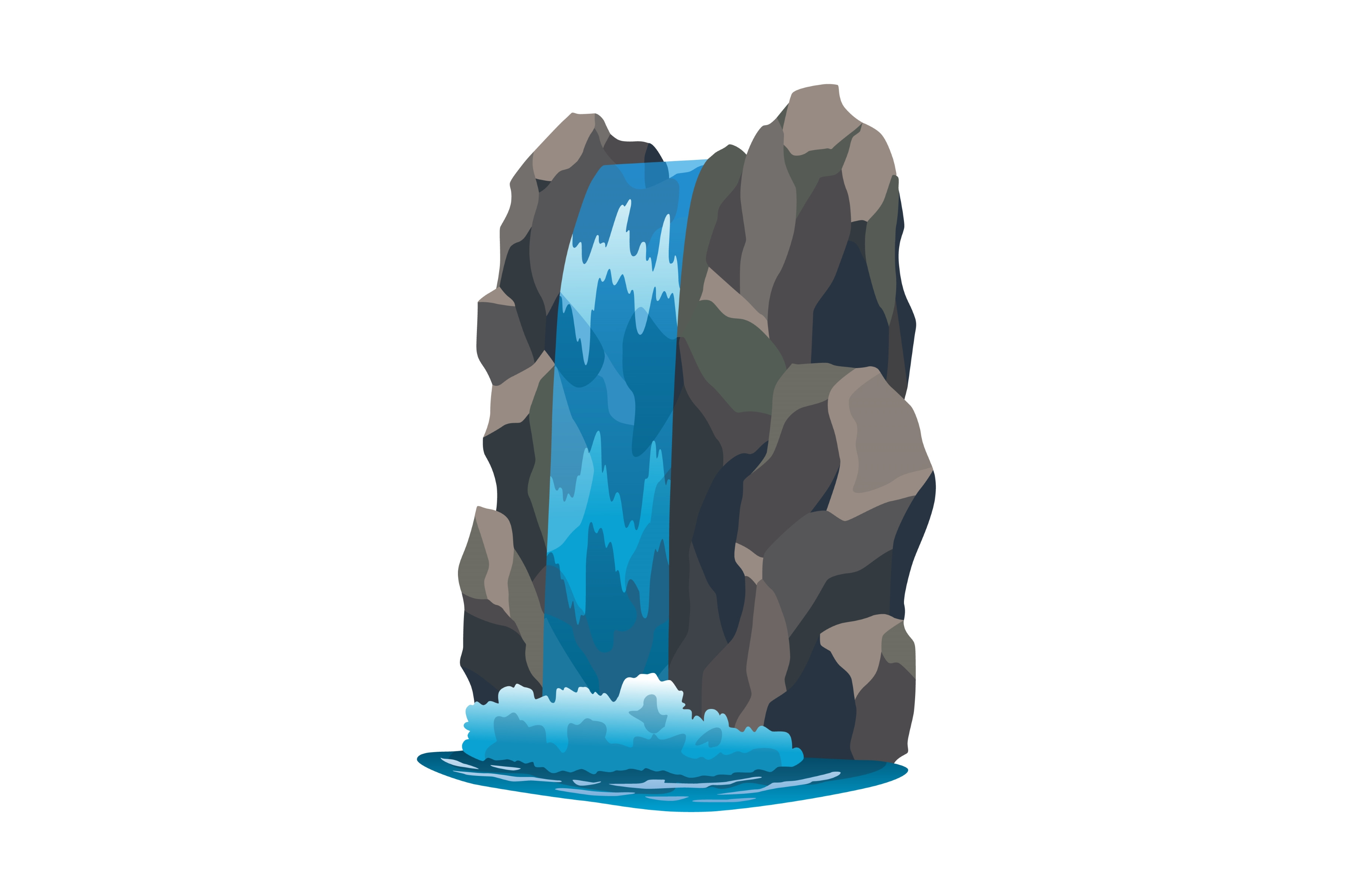 Waterfall. Cartoon landscape, an Object Illustration by Things for ...