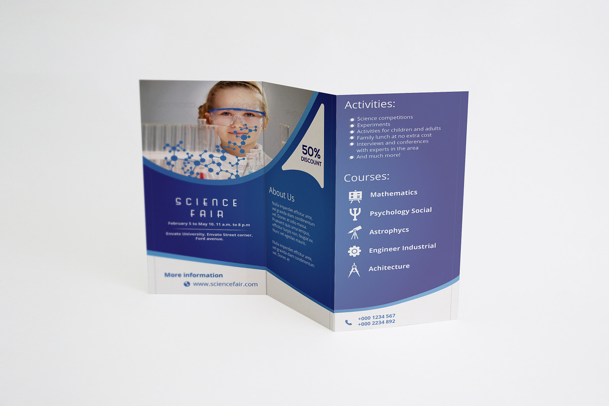 Tri-Fold Brochure Science Fair, a Brochure Template by DesignsStore