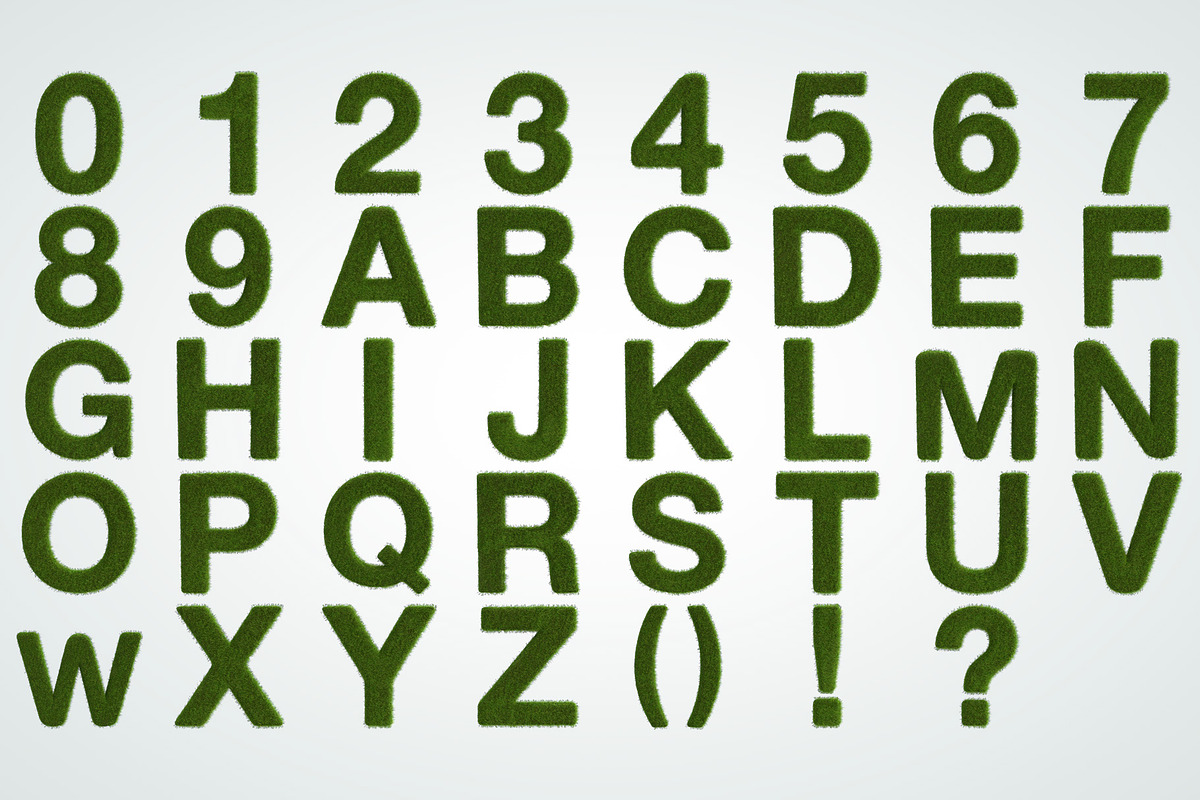 Grass Alphabet and Numbers, a Texture Illustration by Creative Graphics