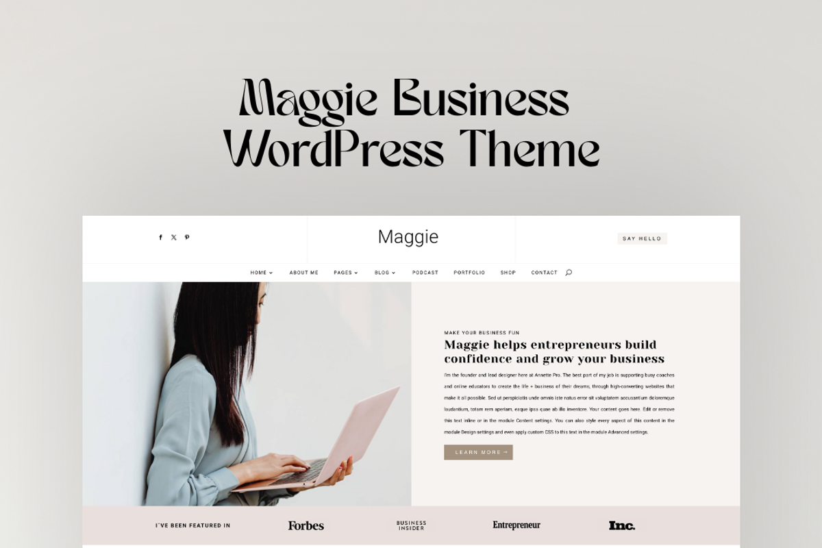 Coaching WordPress Theme Maggie, a WordPress Template by Lovely Confetti