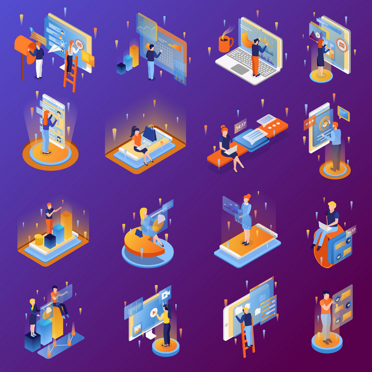 People and interface isometric icons, an Icon by Macrovector