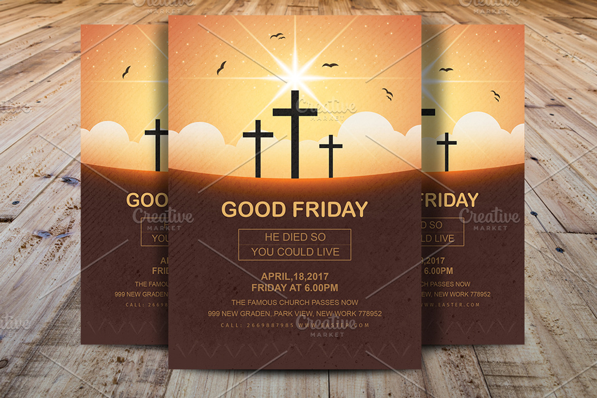 Good Friday Flyer / Church Flyer, a Flyer Template by Madhabi Studio