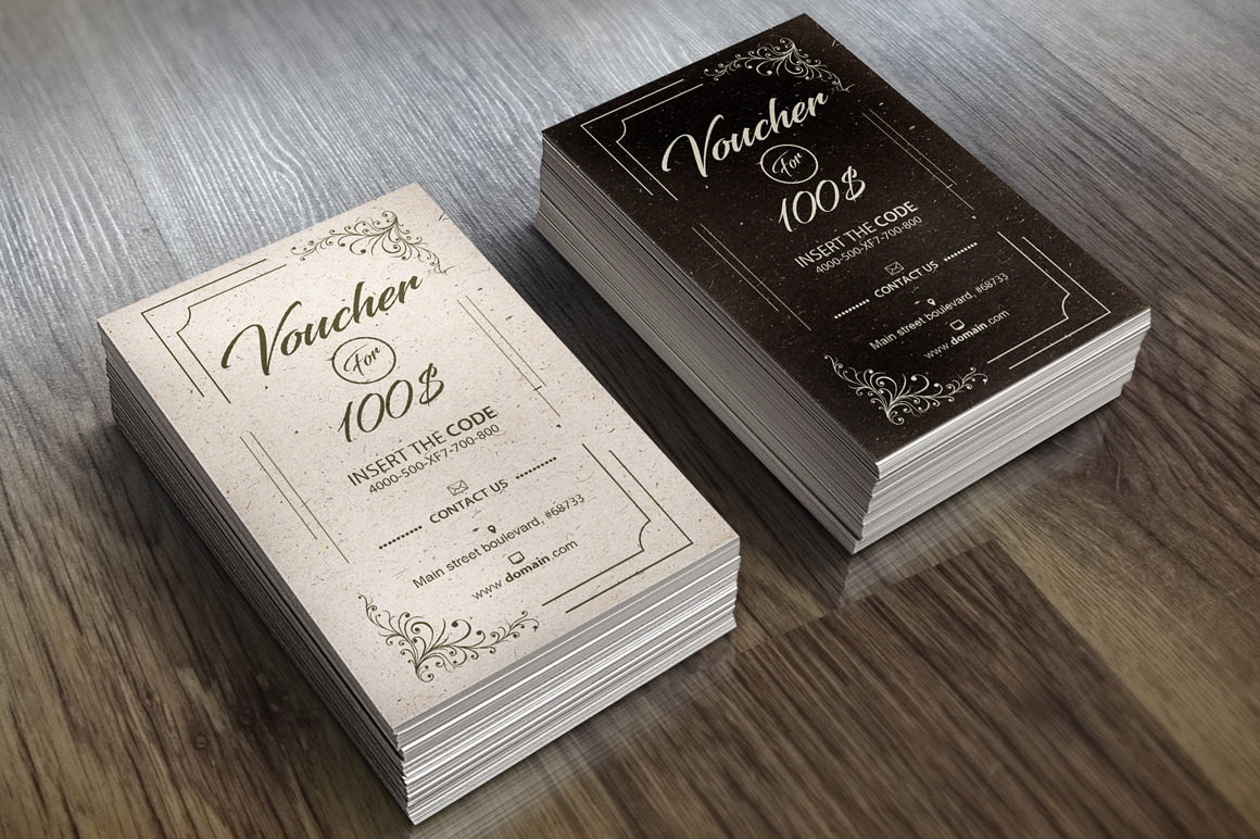 Vintage Voucher Card 02, a Card Template by VectorMedia | Creative Market