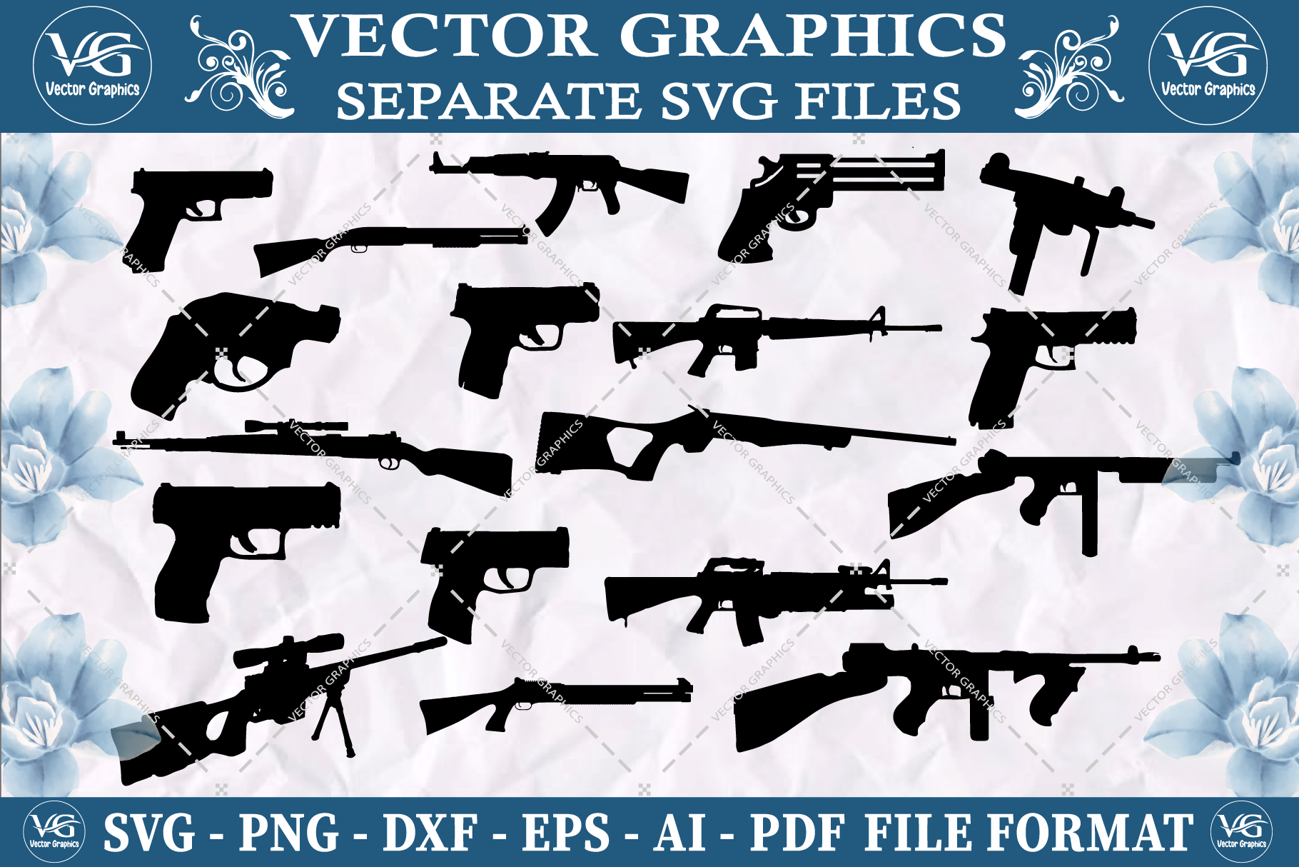 Handgun SVG vector design bundle file