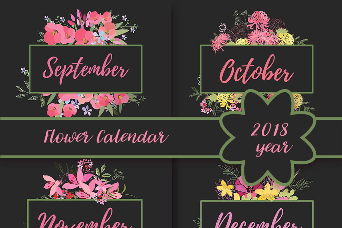 №257 Flower Calendar 2018 year, a Decorative Illustration by Rasveta ...