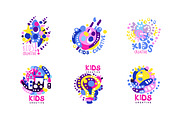 Kids Creative Logo Design Set, an Education Illustration by TopVectors