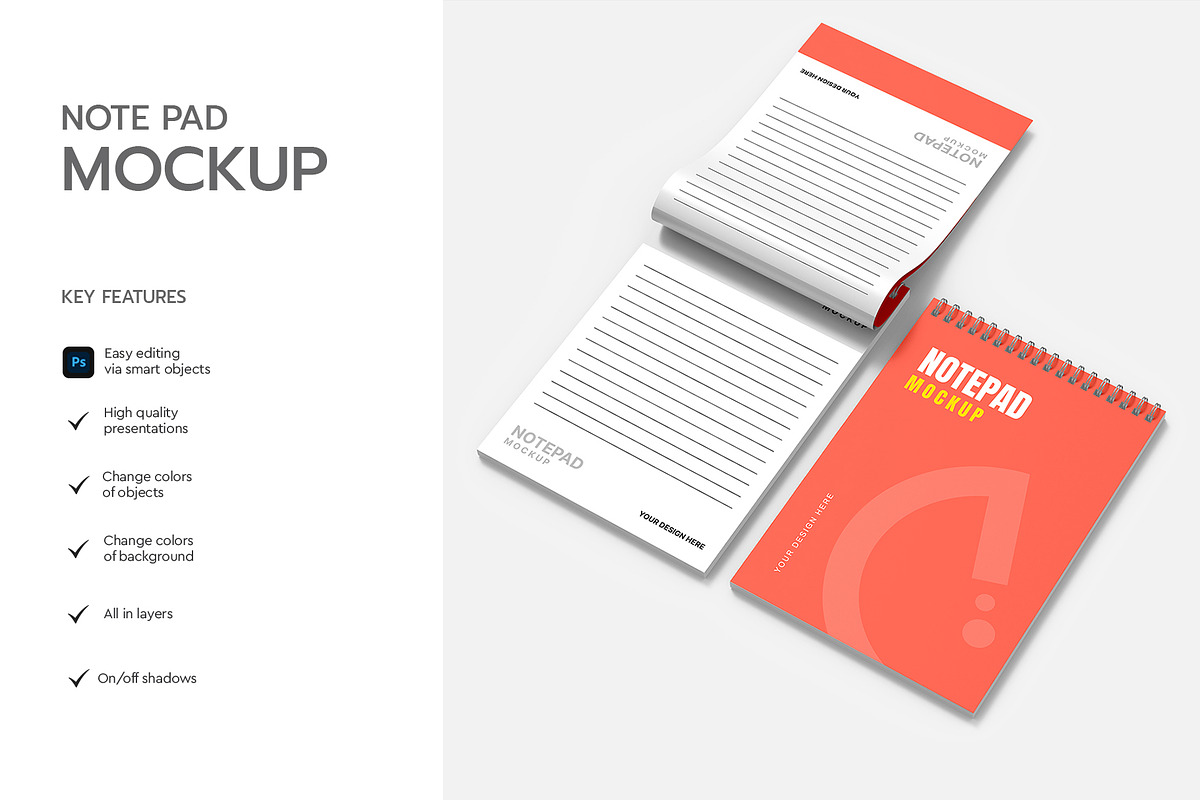 Spiral Notepad Planner Set Mockup