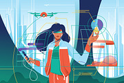 Woman in high tech world, a Person Illustration by Evanat Illustrations
