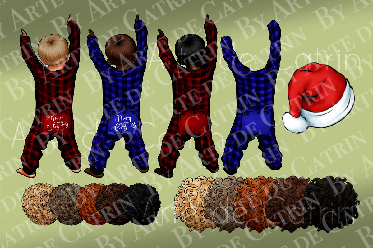 Christmas Pajamas, Family Clipart, PNG