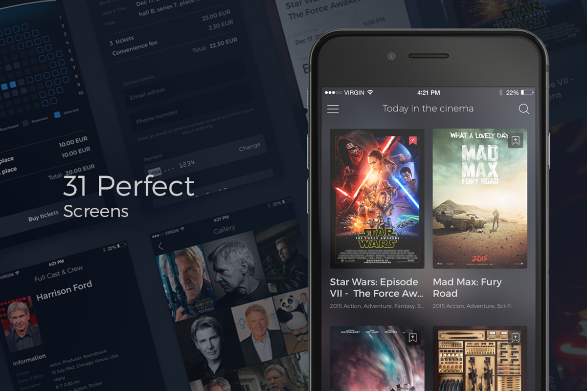 Cinema tickets UI Kit, an UI Kit Template by Shakuro