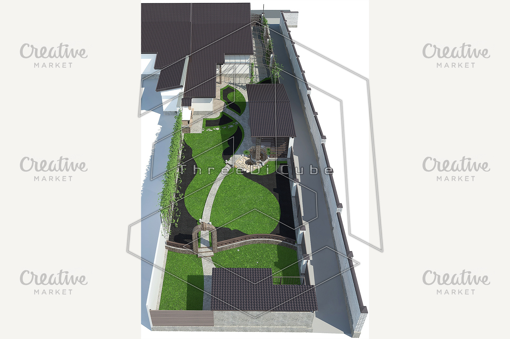 Landscaping master plan, 3D render, an Illustration by ThreeDiCube