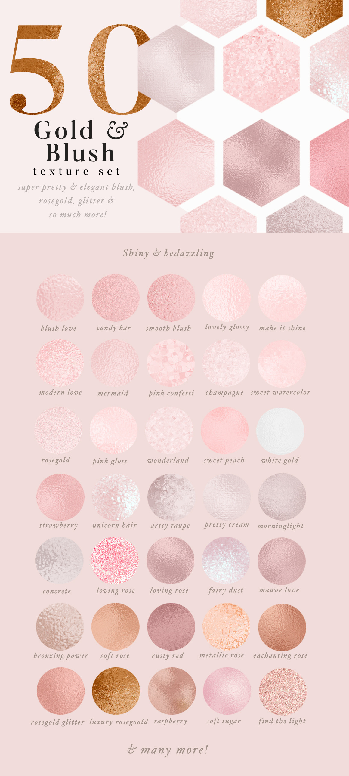 50 Gold & Blush Textures, a Texture Graphic by Laras Wonderland