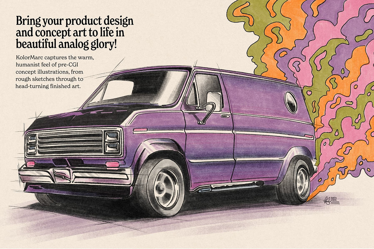 KolorMarc Markers for Procreate, a Brush Add-On by True Grit Texture Supply