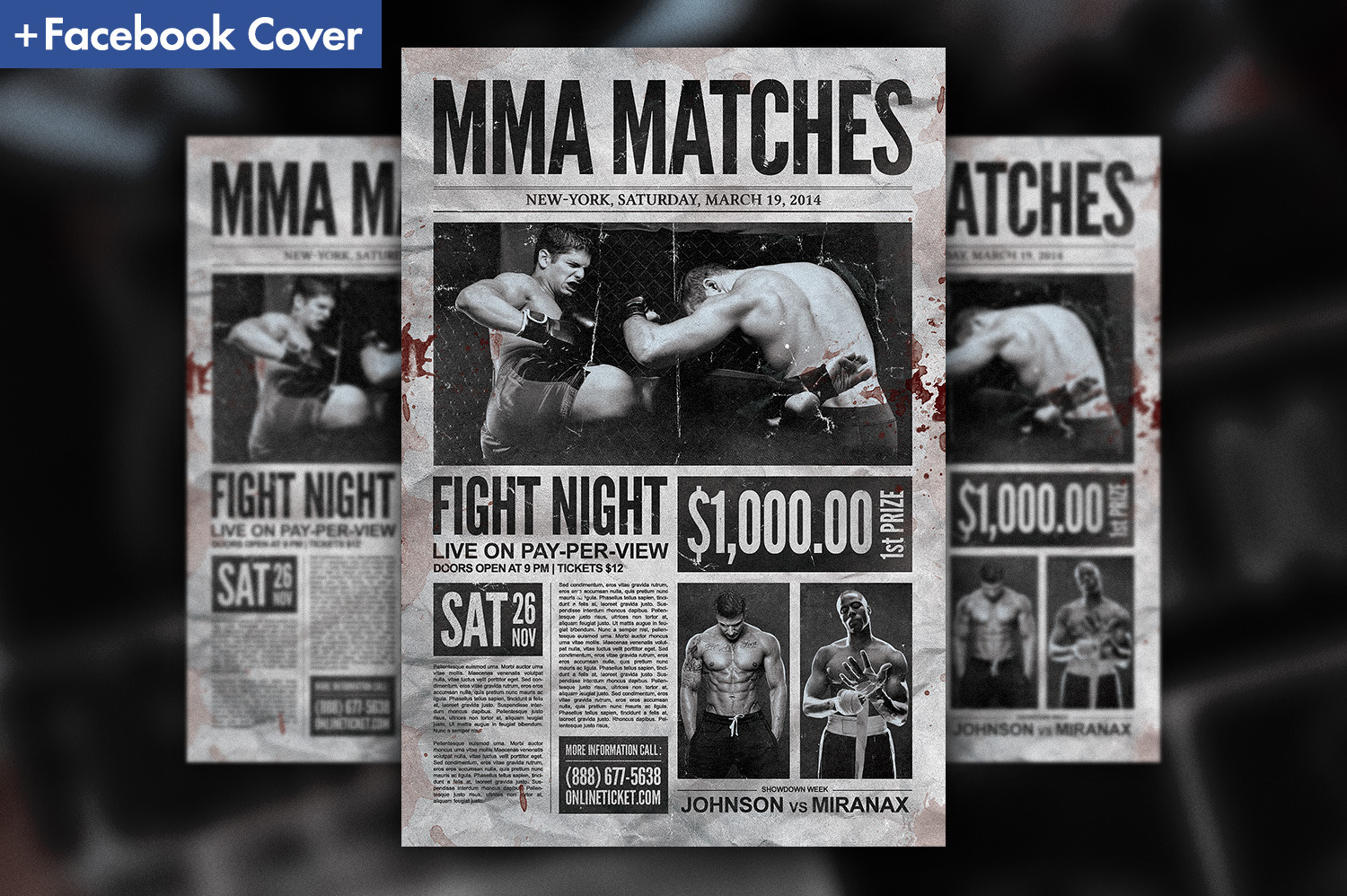MMA - Boxing Showdown Old Newspaper, a Flyer Template by Hyperpix ...