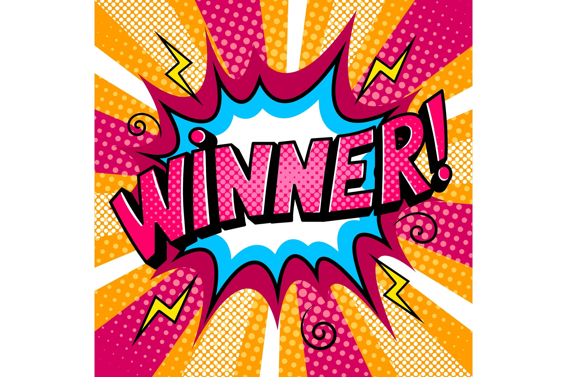 Winner word comic book pop art vector illustration, a Decorative ...