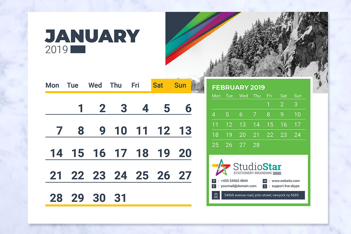 2019 Desk / Table Calendar / Planner, a Stationery Template by ...