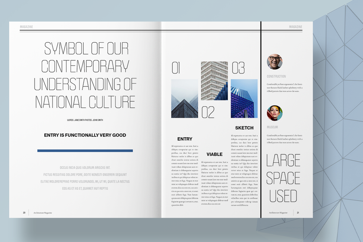 Blue Architecture Magazine Layout, a Magazine Template by Boris Cupac ...