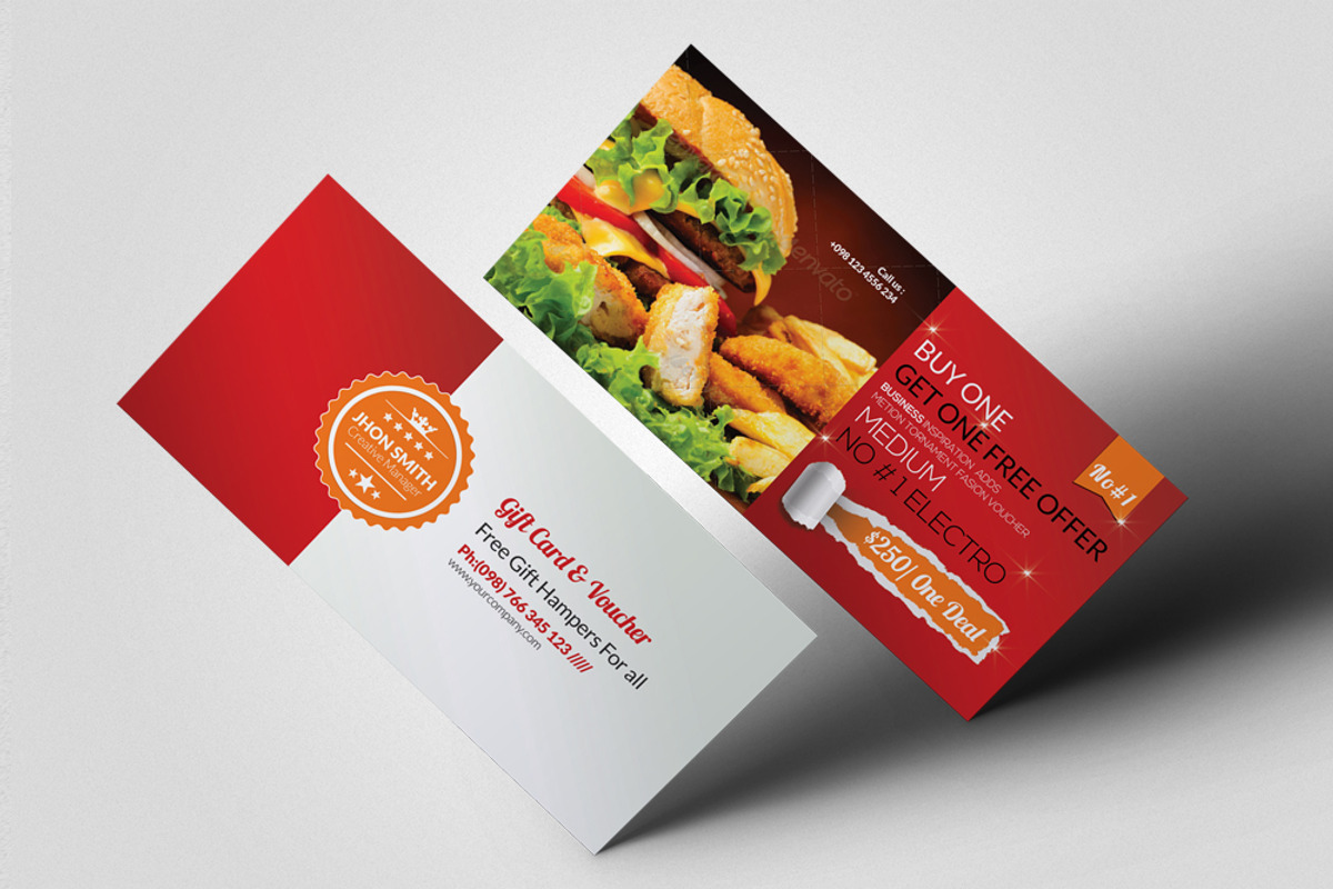 Restaurant food Gift Voucher, a Card Template by Business Flyers