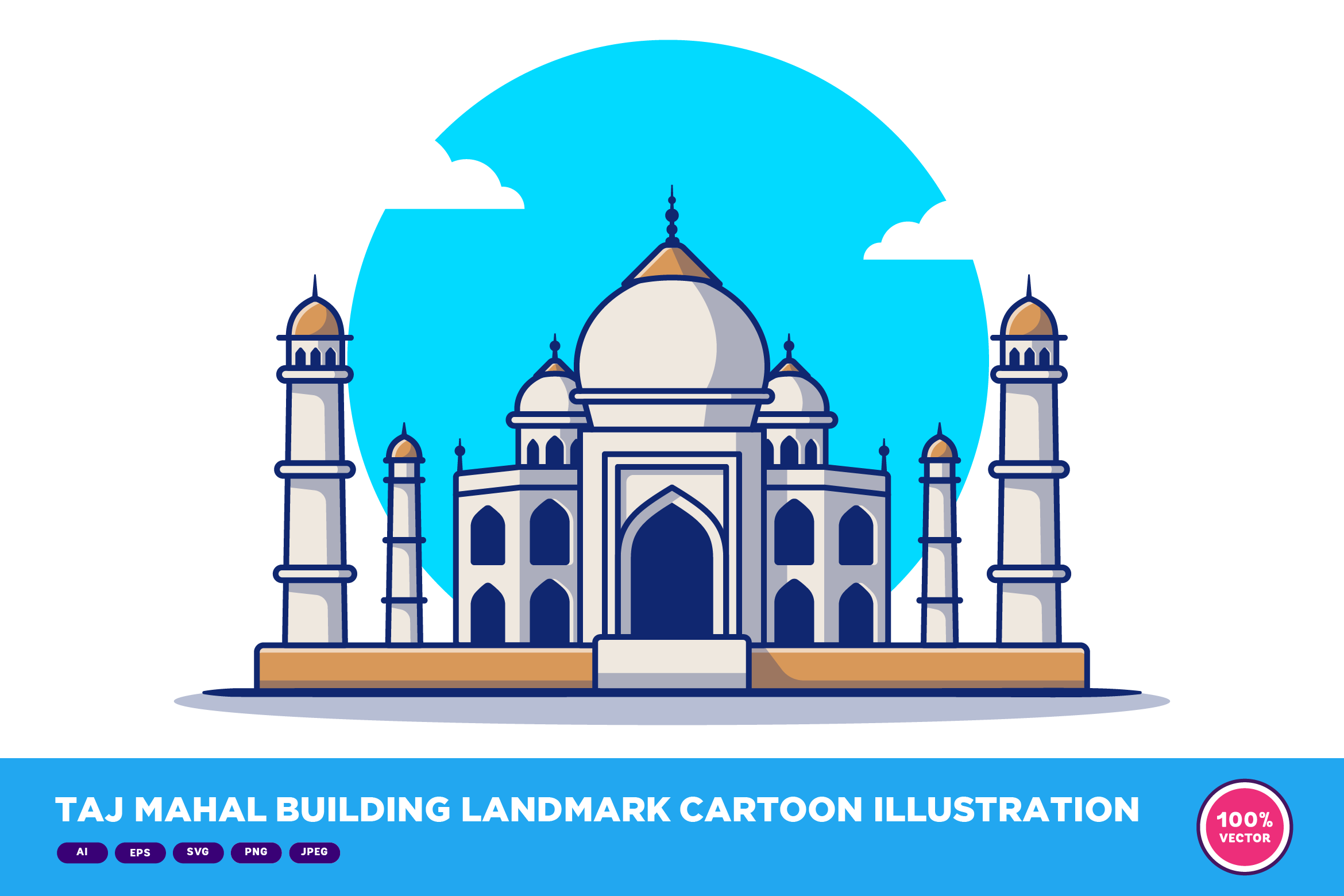 Taj Mahal Building Landmark Cartoon, an Illustration by Catalyst Labs