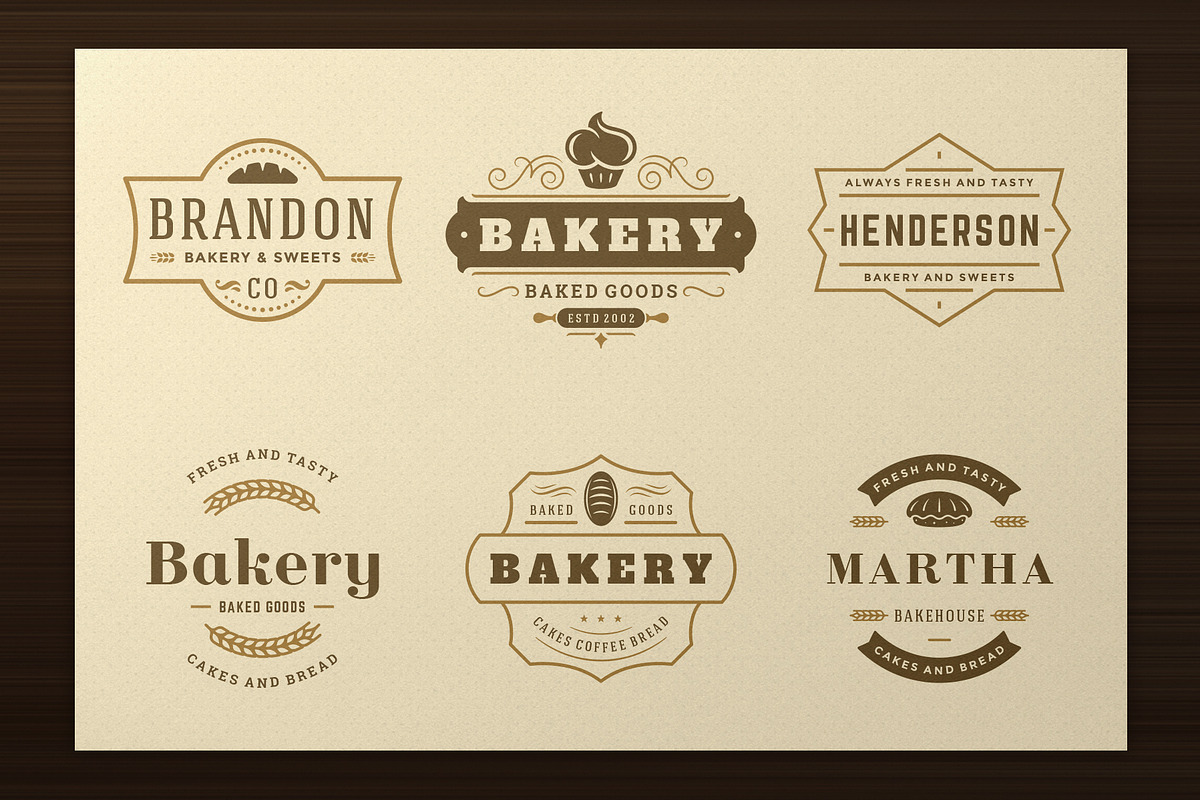 Bakery Logos and Badges, a Branding & Logo Template by Vasya Kobelev