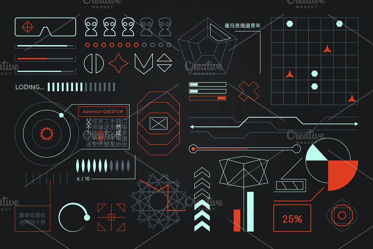 Futuristic Ui Kit - Space HUD, an UI Kit Template by Krukowski Graphics