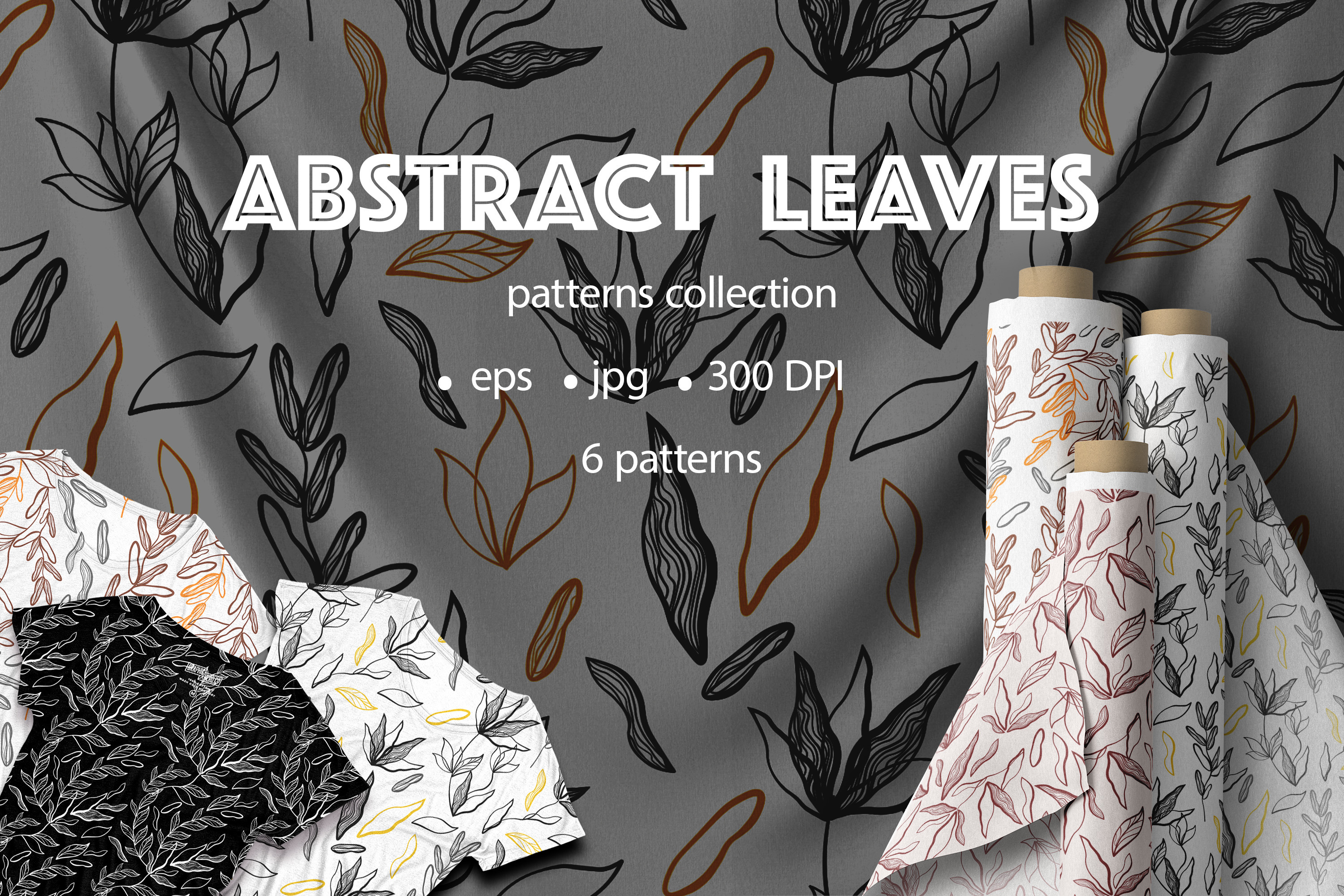 Abstract leaves + BONUS alphabet, a Pattern Graphic by Lineli