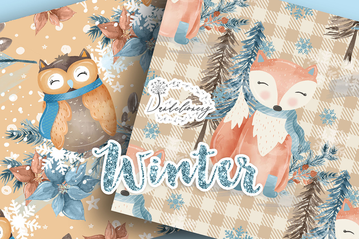 Winter Animals design, a Pattern Graphic by designloverstudio