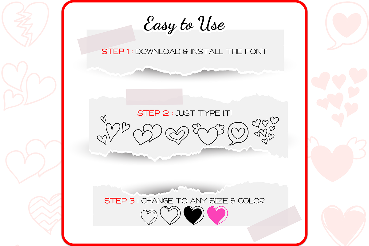 Heart Doodles - Dingbats Font, a Symbol Font by WADLEN