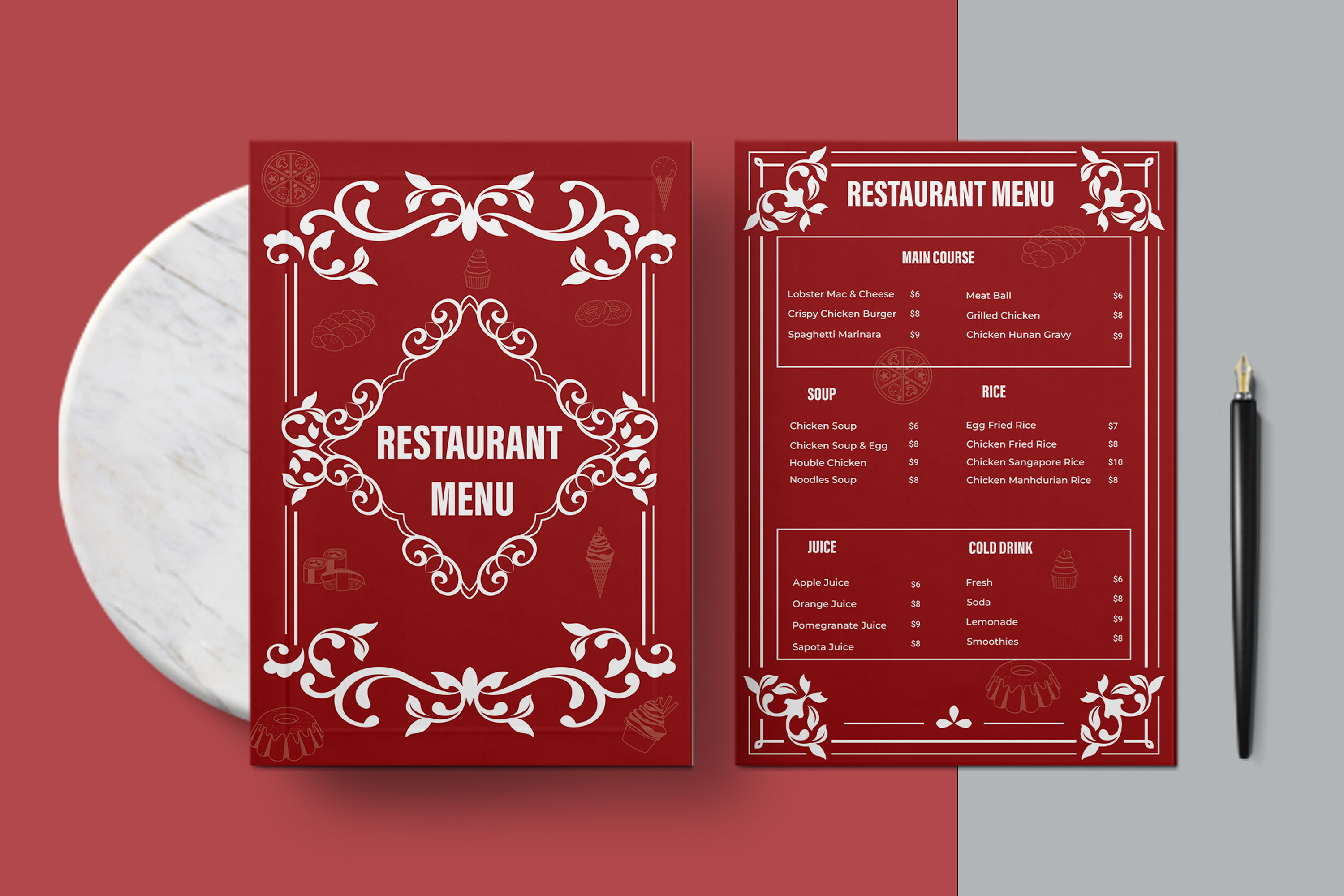 Food Menu Double Side Template