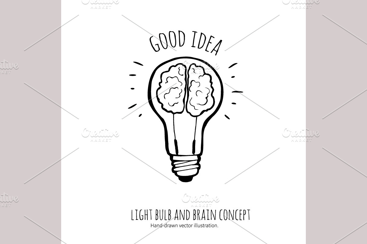 Lightbulb and brain., a Technology Illustration by goodreason