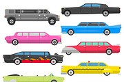 Vector luxury limousine set | Transportation Illustrations ~ Creative ...