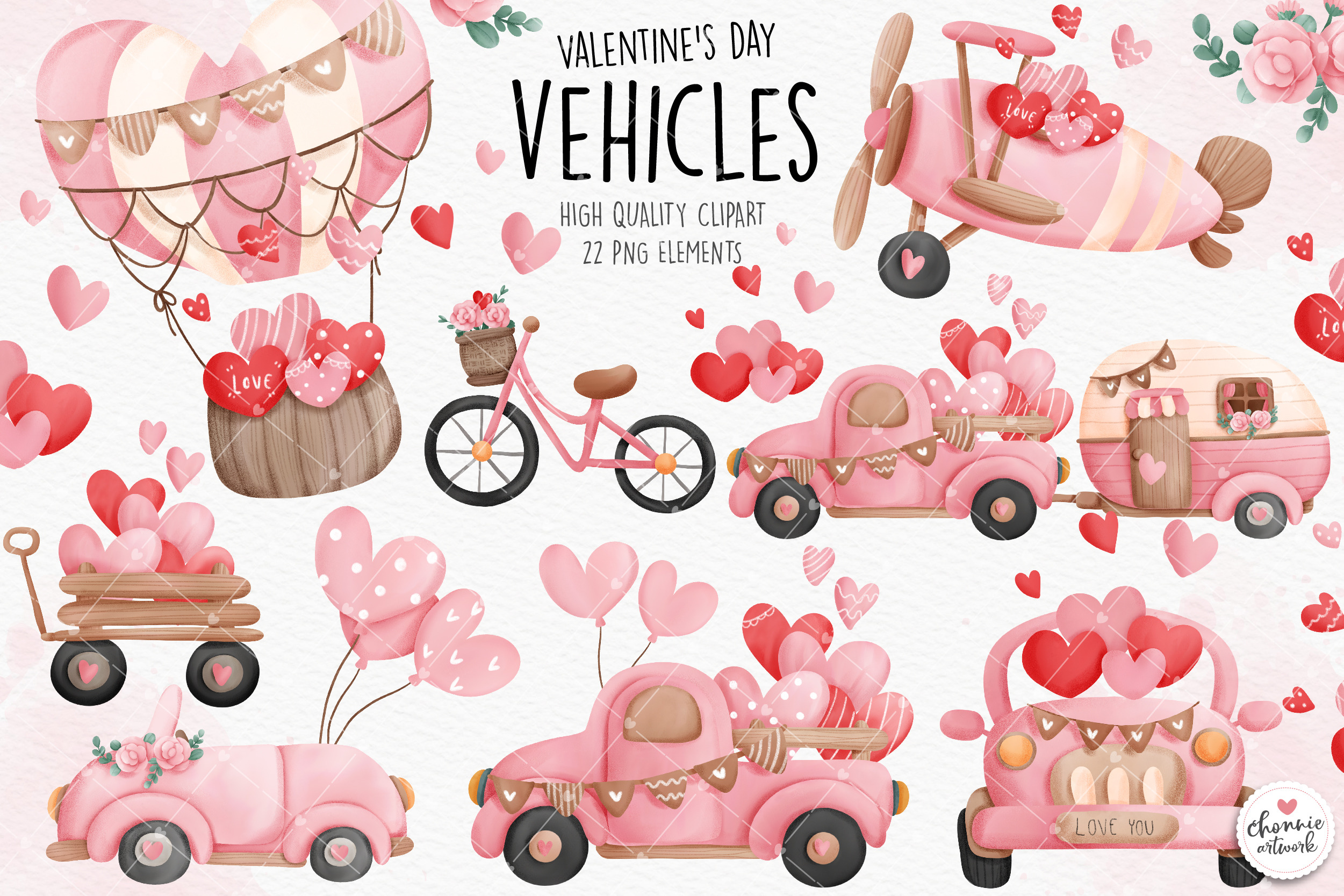 Valentine's Vehicles clipart, a Transportation Illustration by ...