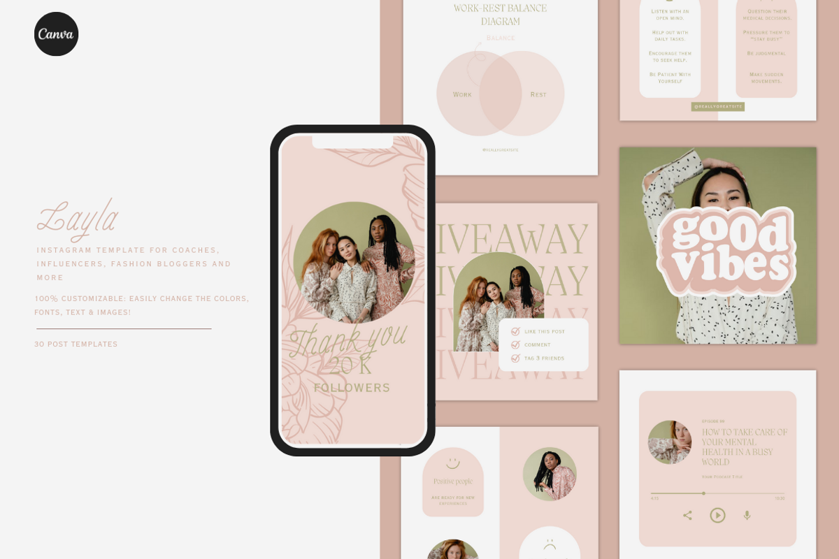 Layla | Instagram Canva Template, a Social Media Template by Kyslota Design