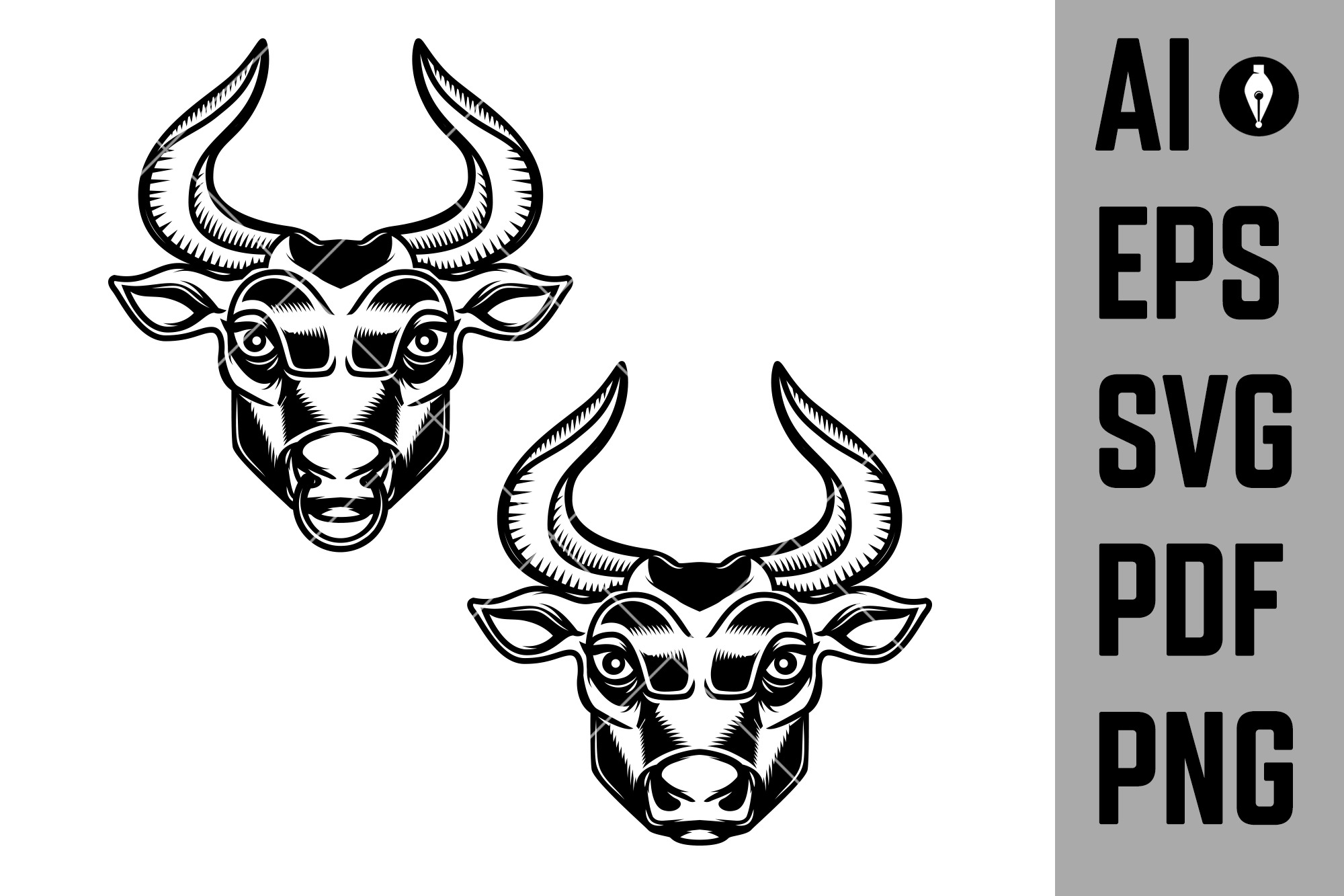 Bull head illustration SVG, an Animal Illustration by Vectorhight