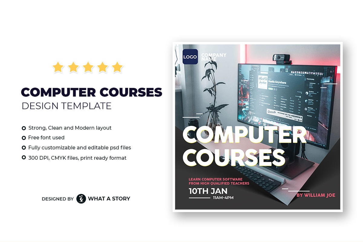 Computer Courses Flyer Template, a Flyer Template by What a Story