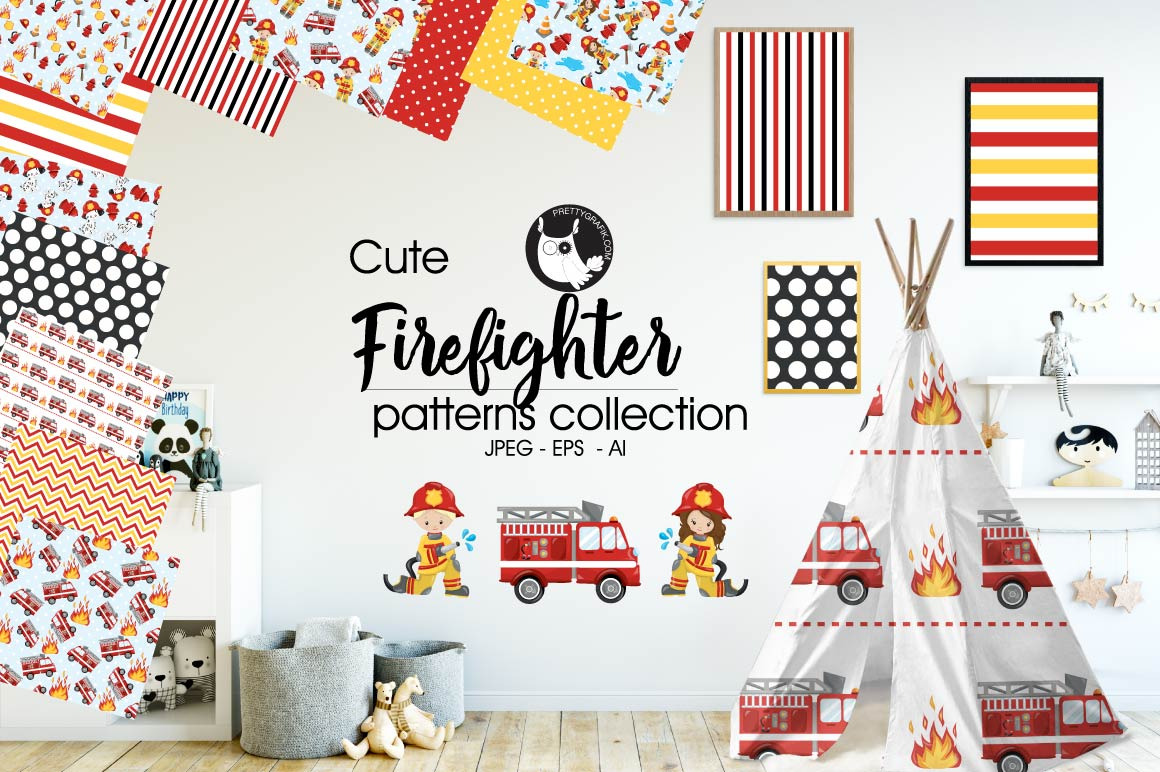 FIREFIGHTER Pattern collection, a Pattern Graphic by PrettyPatterns
